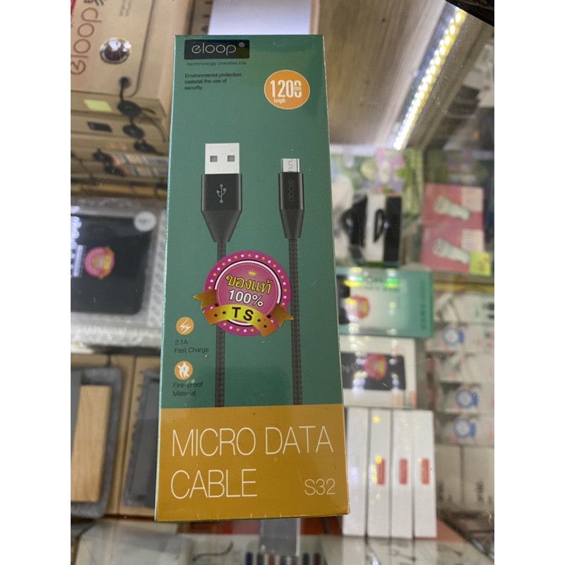 Eloop S32 สายชาร์จ USB Data Cable Micro USB สำหรับ แอนดรอย สายยาว 1.2เมตร | Shopee Thailand