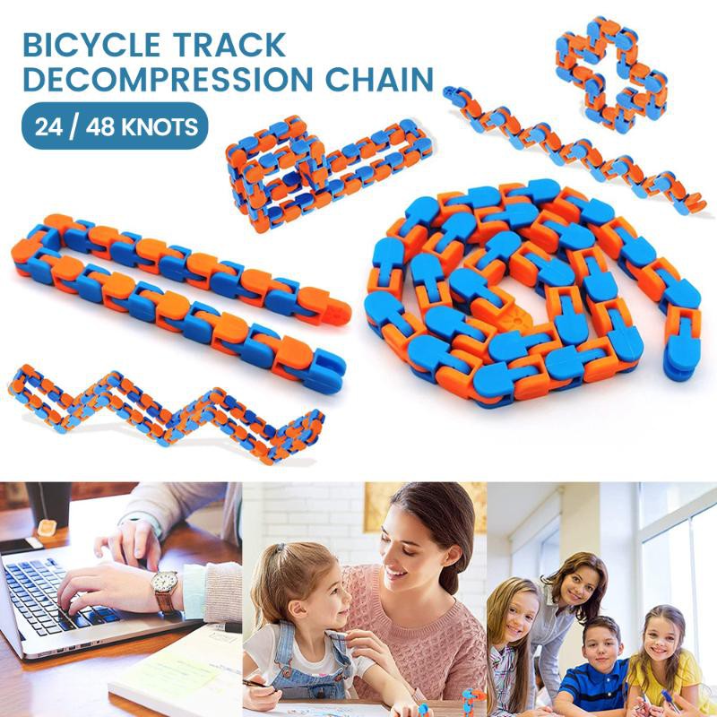 24/48 Links Tracks Snap And Click Fidget Toy Snake Puzzles Finger ...