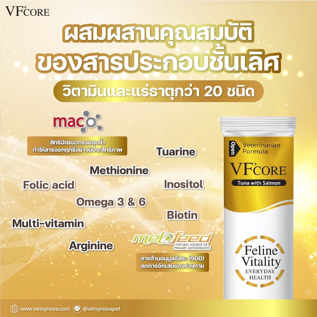 (30ซอง)VFcore Feline vitality ขนาด 12 กรัม บรรจุ 30 ซอง ขนมแมวเลีย อาหารเสริมแมวบำรุงร่างกาย ...