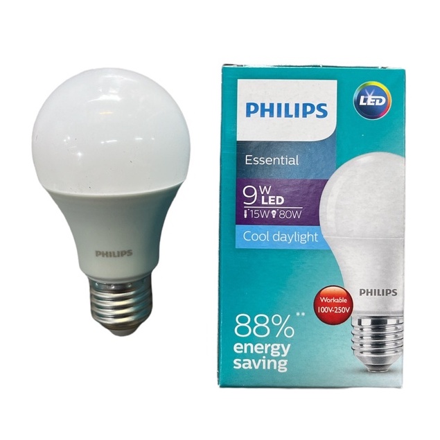 Philips Essential LED Bulb 9W หลอดไฟ ฟิลิปส์ รุ่นประหยัด 9วัตต์ ขั้ว E27 หลอดLED แสงขาว Daylight ...