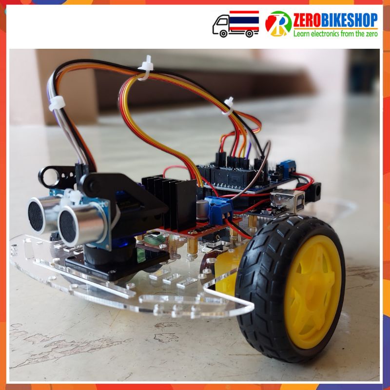 **พร้อมส่ง จากไทย** Arduino Robot Kit 2WD Ultrasonic Robot Kit หุ่นยนต์ ...