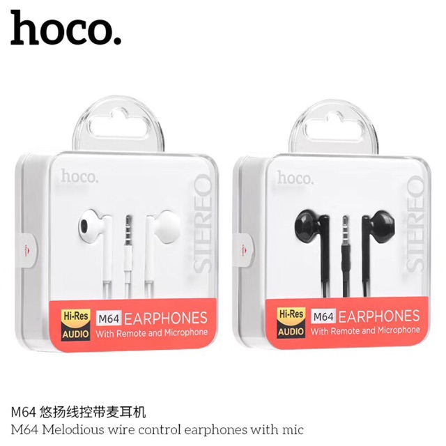 Hoco M64 หูฟังที่มีปุ่นที่เพิ่มลดเสียงได้ แท้100% | Shopee Thailand
