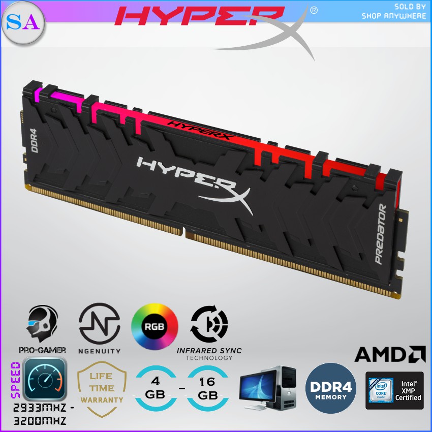 Kingston HYPERX PREDATOR RGB DDR4 DESKTOP แรมเกมมิ่งหรี่แสงได้ | Shopee ...