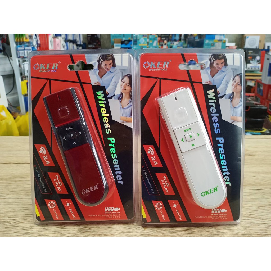OKER Pointer พรีเซนเตอร์ไร้สาย รุ่น P-002 - สีแดง/ขาว | Shopee Thailand