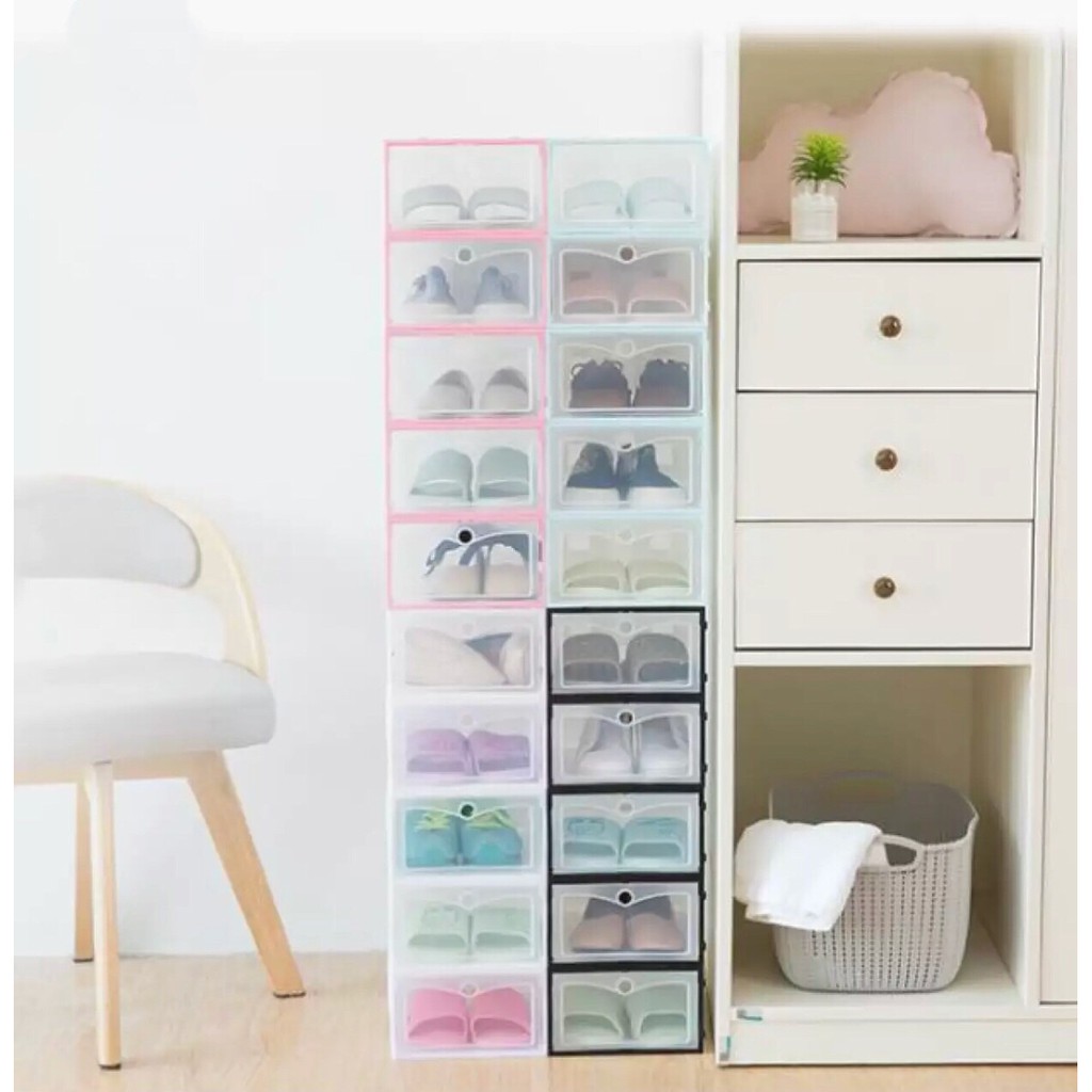 ANGROO กล่องใส่รองเท้า กล่องใส่ของ กล่องพลาสติก ฝาพลาสติกแข็ง เปิดปิด ...