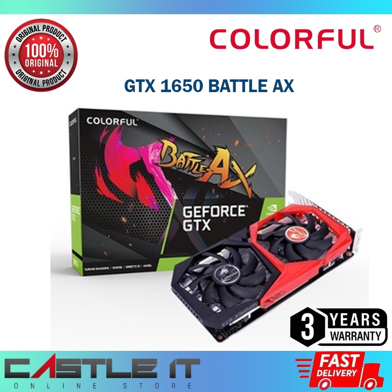 สีสัน GTX 1650 BATTLE AX NB 4GB V GDDR6 กราฟิกการ์ด GPU Nvidia GeForce ...