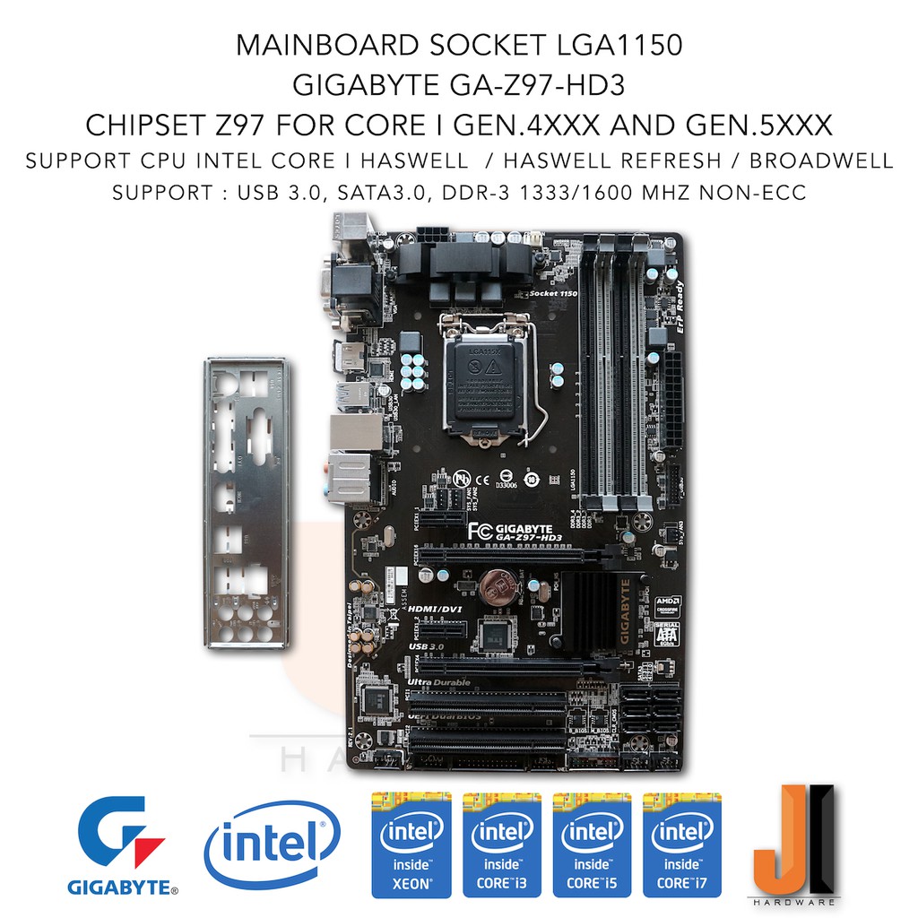 Mainboard Gigabyte GA-Z97-HD3 (LGA1150) Support Intel Core i Gen.4XXX ...