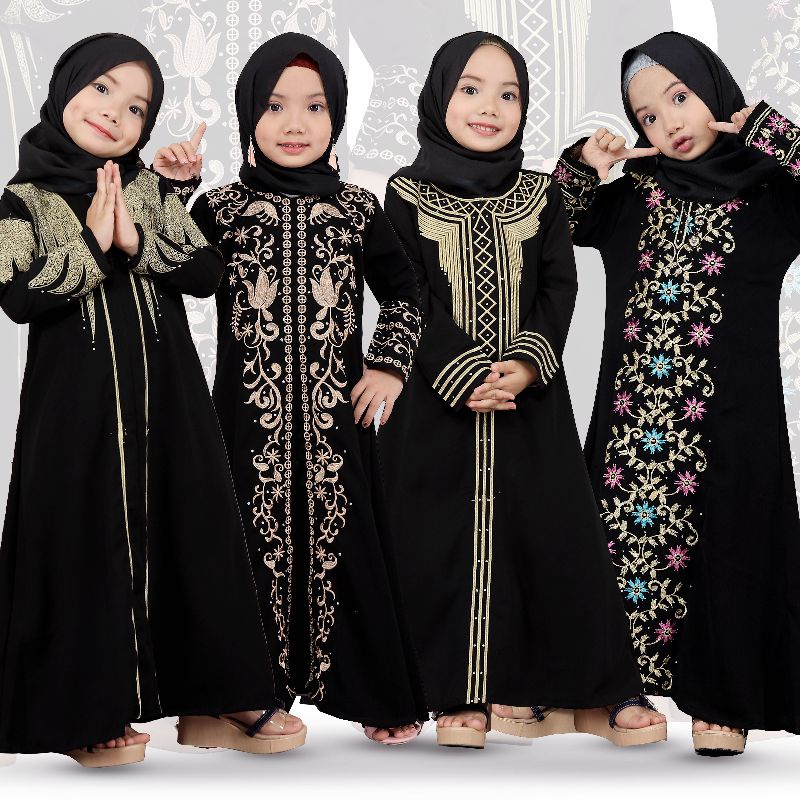 Gallery Exclusive Black Abaya Gamis ปักเด็กตุรกี (เลื่อนให้ขวาเพื่อดูโม ...
