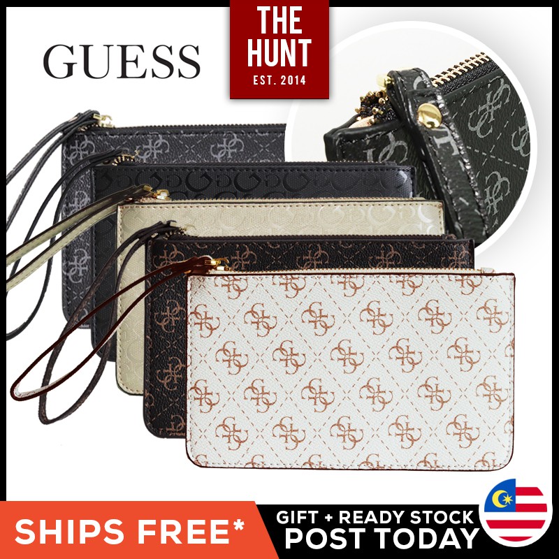 Guess โลโก ้ Monogram Wristlet ผู ้ หญิงกระเป ๋ าถือคลัทช ์ กระเป ๋ าส ...