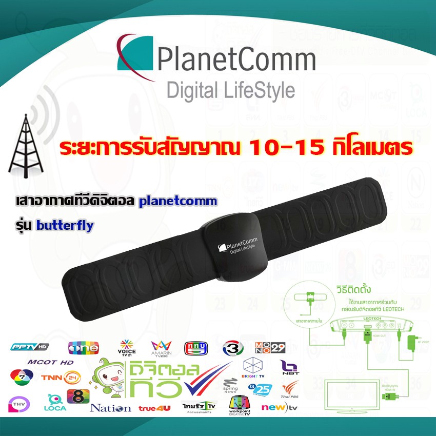 PlanetComm รุ่น Butterfly เสาอากาศภายใน มีสายในตัว 1เมตร | Shopee Thailand