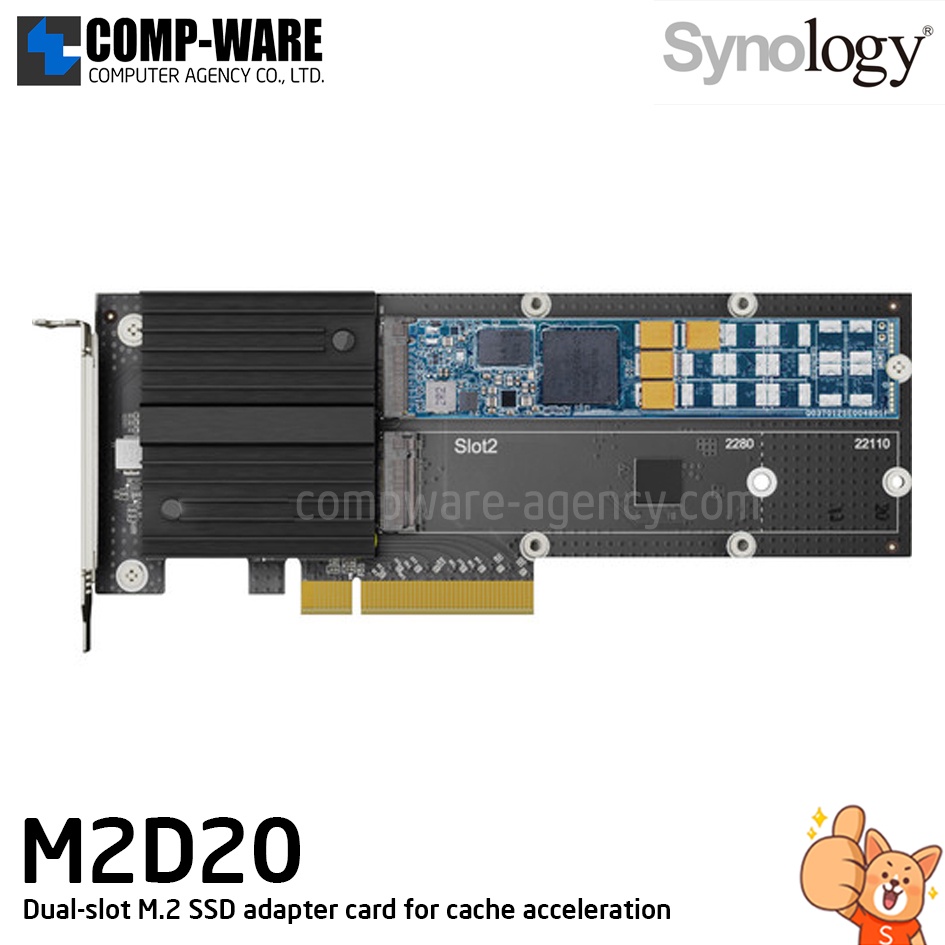 Synology M2D20 Dual M.2 NVMe 22110 / 2280 SSD Adapter Card PCIe Gen3 x8 ...