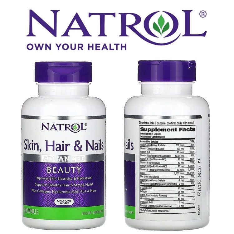 Natrol, Skin, Hair & Nails, Advanced Beauty, 60 Capsules | Shopee Thailand