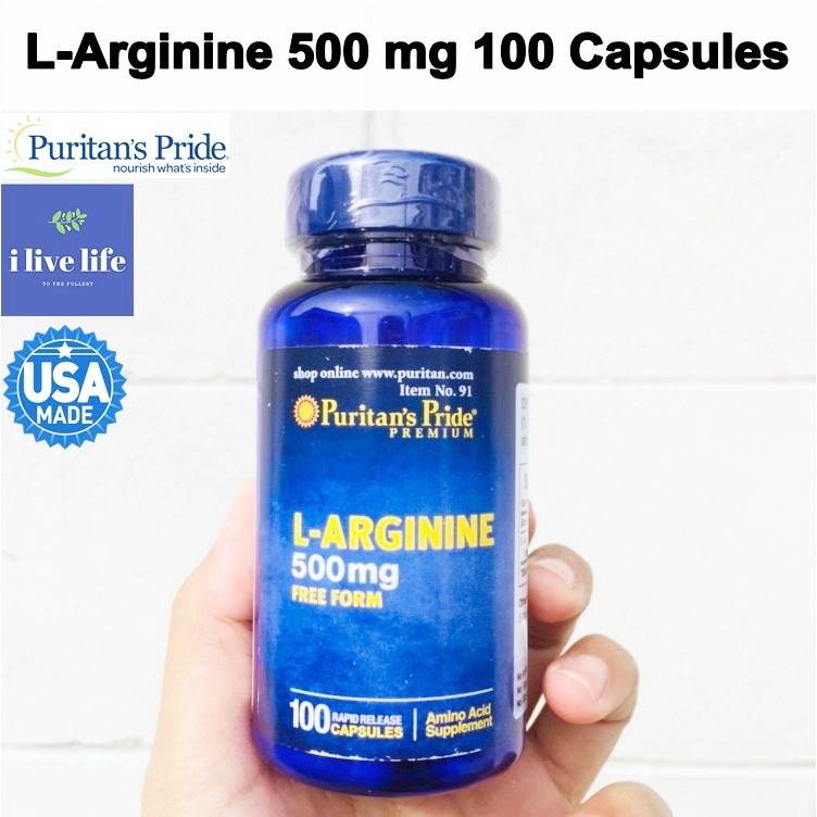 แอลอาร์จินีน L-Arginine 500 mg 100 Capsules - Puritan's Pride | Shopee ...