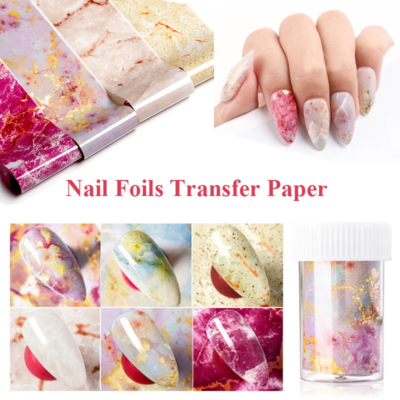 MTSSII สติกเกอร์ฟอยล์ ลายหินอ่อน ขนาด 4*100 ซม. สีชมพู สีฟ้า สําหรับตกแต่งเล็บ 1 กล่อง | Shopee ...