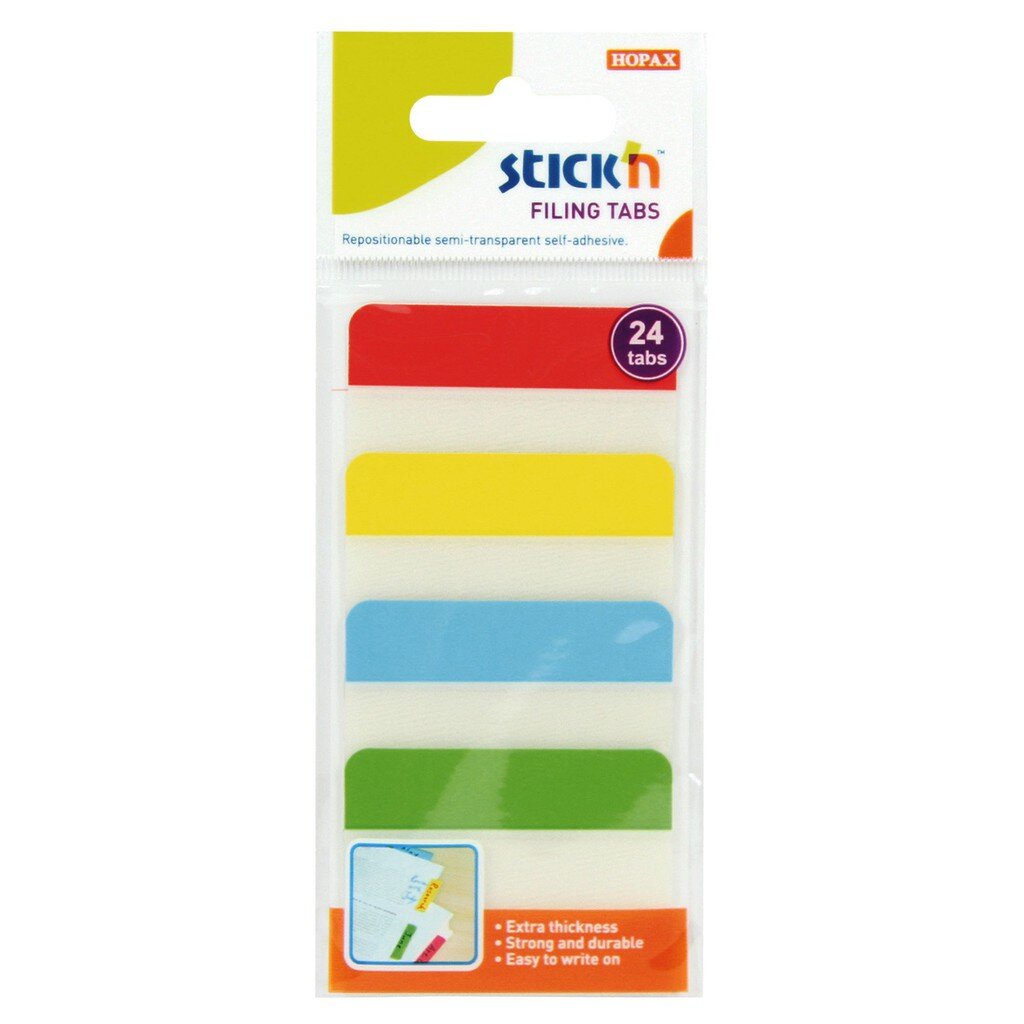 ฟิล์มโน้ตดัชนี ชนิดแข็ง Filing Tabs STICK’N #21608 ขนาด 38×51 มม. (4 ...