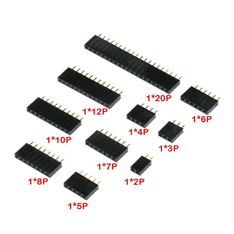 50 ชิ้น/ล็อต 2.54 มม.เดี่ยวแถวหญิง PCB Stright Pitch Connector 2 Pin ~ 40 Pin 3P 4P 5P 6P 7P 8P ...