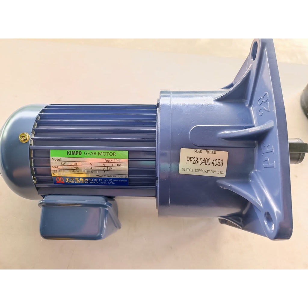 KIMPO Gear Motor รหัส PF28-0400-40S3 0.4 kw (1/2 แรง) ไฟ 3 เฟส 220/380 ...