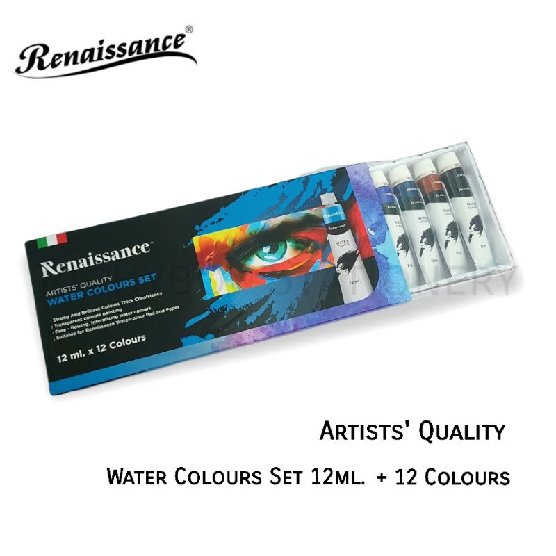 เรนาซองซ์ ชุดสีน้ำ 12 สี Renaissance Water Colour Set 12ml. | Shopee ...