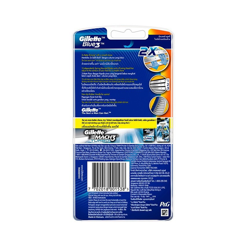 ยิลเลตต์ บลูที Blue3 มีดโกน 4 ด้าม Gillette Blue3 4 Razors | Shopee ...