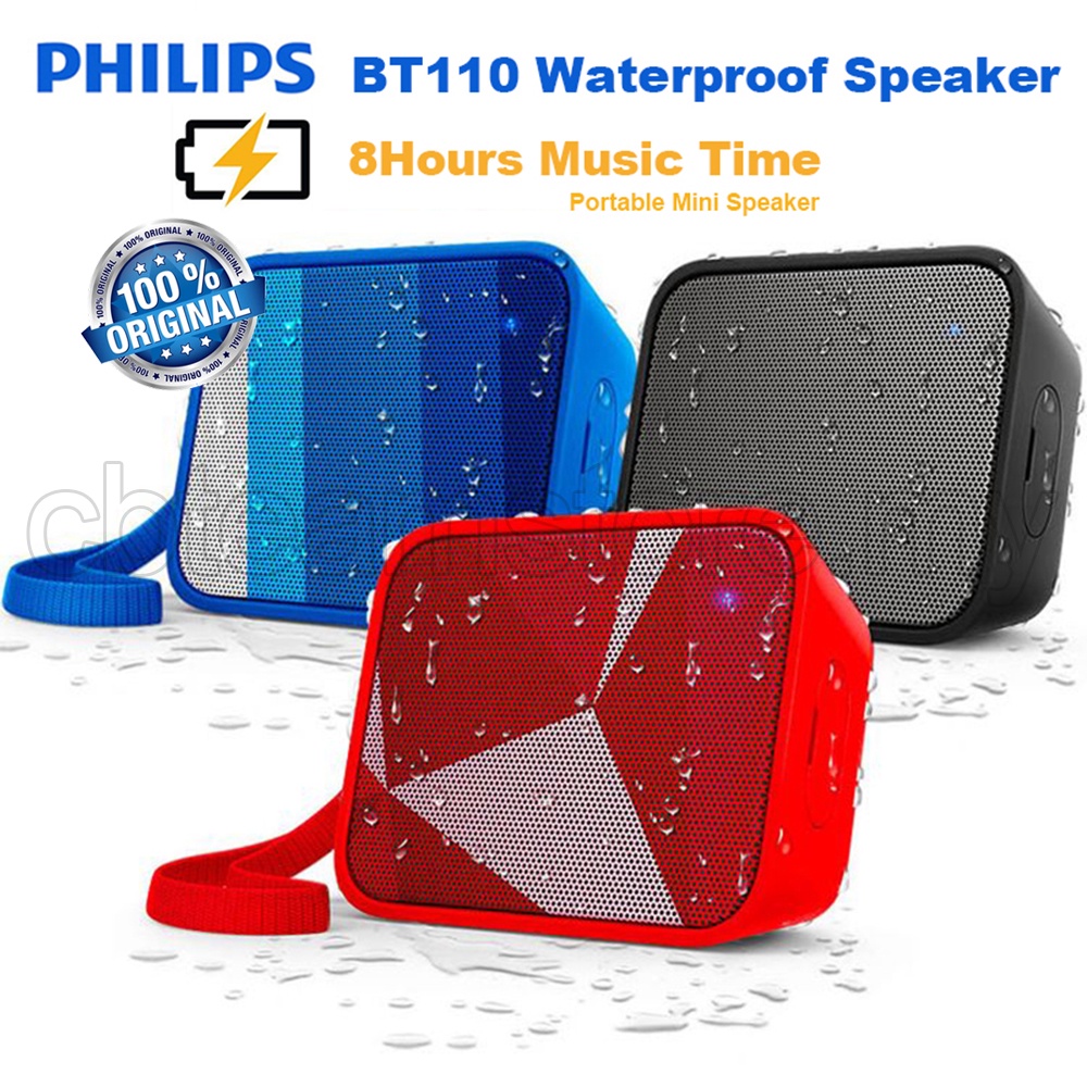 Philips BT110 ลําโพงบลูทูธไร้สายพร้อมสเตอริโอเบสอันทรงพลังกันน้ํา Build ...