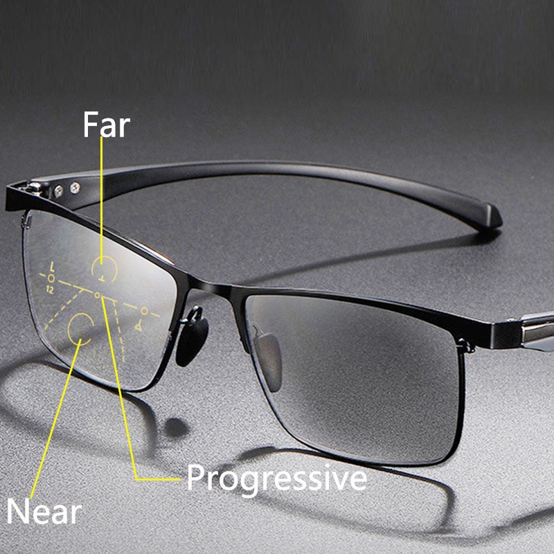 Photochromic Progressive Multifocal แว่นตาอ่านหนังสือผู้ชาย Anti Blue ...