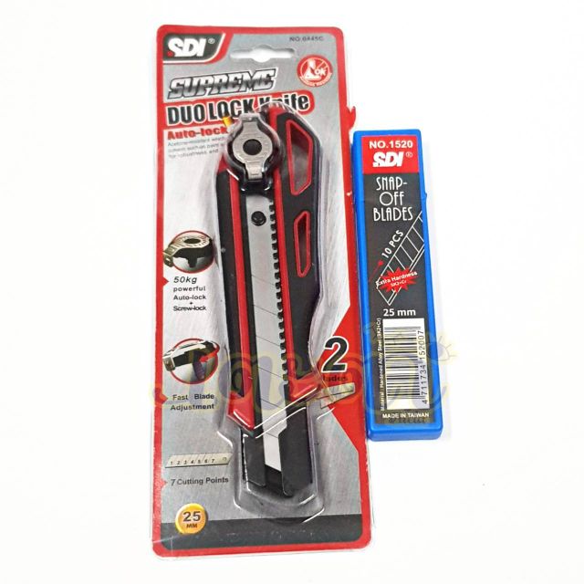SDI 0445C คัทเตอร์ ใหญ่ แข็งแรง กระชับมือ ด้วยใบมีดขนาด25 มม. หนา 1มม.พร้อมใบแถม1ใบ | Shopee ...