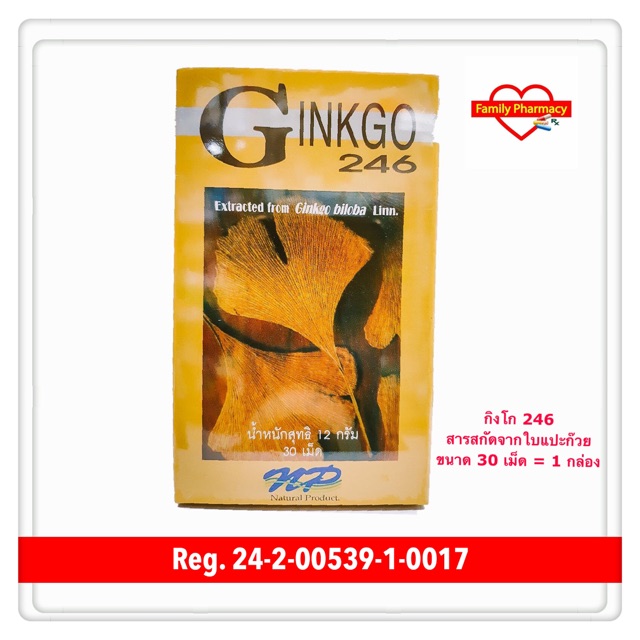 Ginkgo 246 นวพลใบแป๊ะก๊วย ช่วยเรื่องสมอง เบาหวาน กิงโก 246 ขนาด 30 เม็ด ...