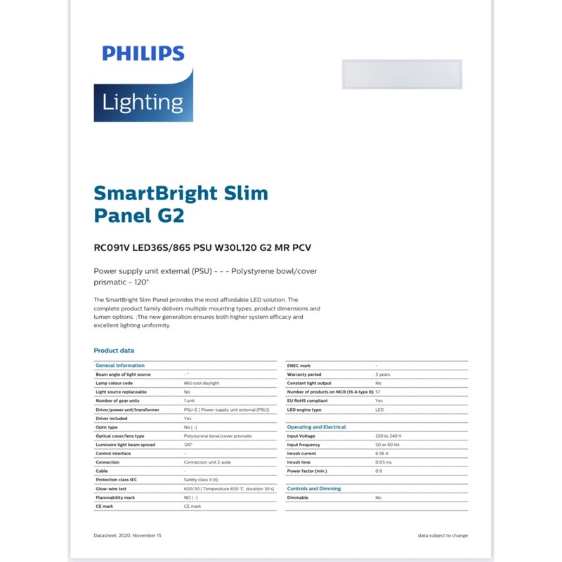 PHILIPS โคมไฟฝังฝ้า รุ่น RC091 Super Slim (40W) ขนาด 30x120 cm และ ...