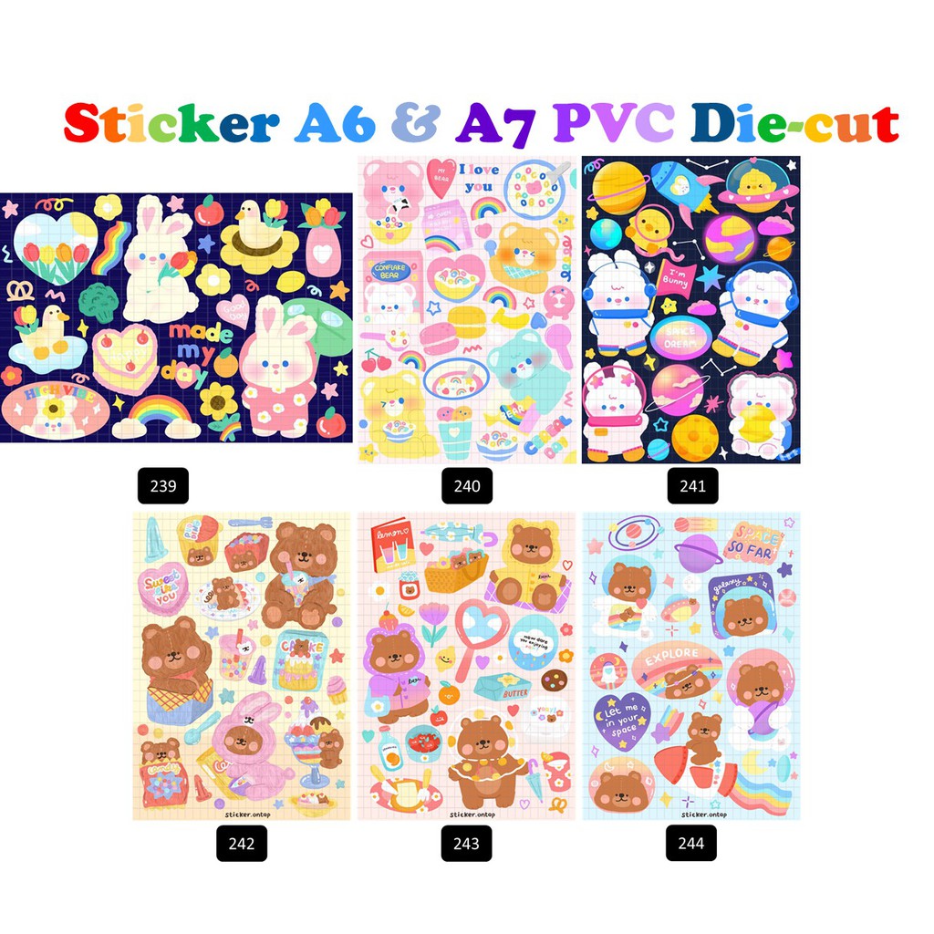 Sticker PVC A7 Die-Cut (ลอกแปะได้เลย) ลาย 239-244 | Shopee Thailand