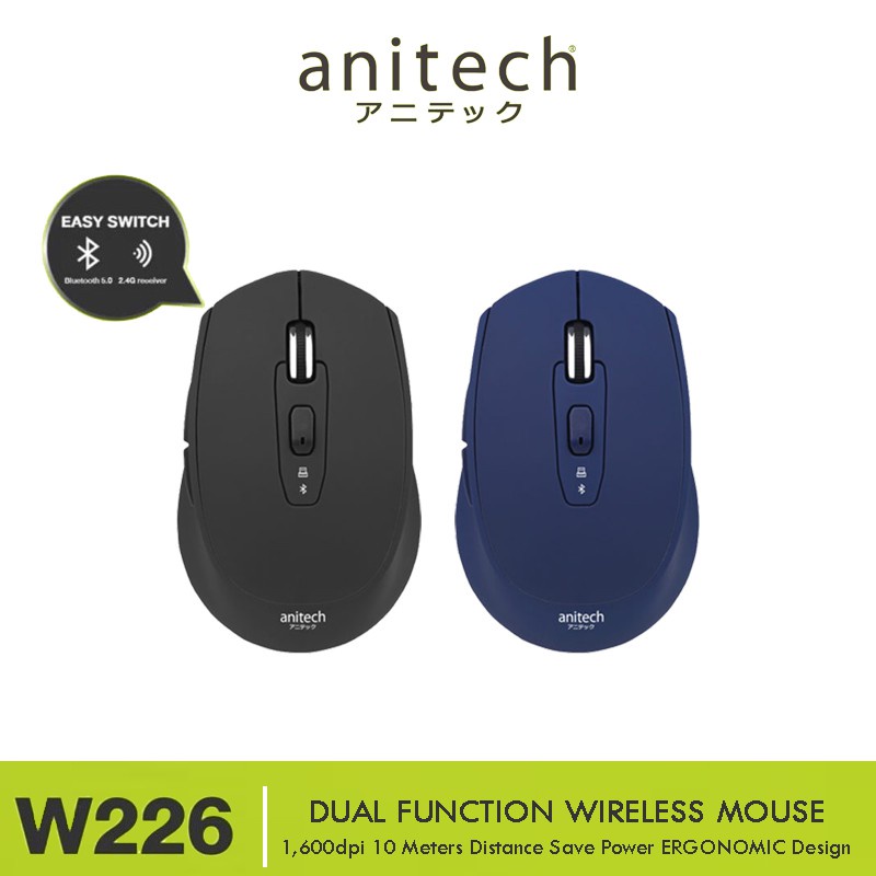เม้าส์ไร้สาย Anitech mouse W226-BL ชนิดแบบ 2 ฟังก์ชั่นด้วยสัญญาน 2.4G ...