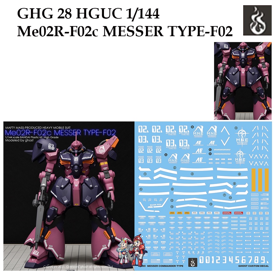 ดีคอลน้ำ [Ghost] HG 28 s HGUC 1/144 MESSER COMMANDER TYPE Me02R-FO2c ...