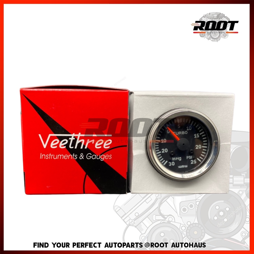 VEETHREE เกจ์วัดบูสท์ หน้าดำ มีไฟ BOOST GAUCE 52 mm | Shopee Thailand