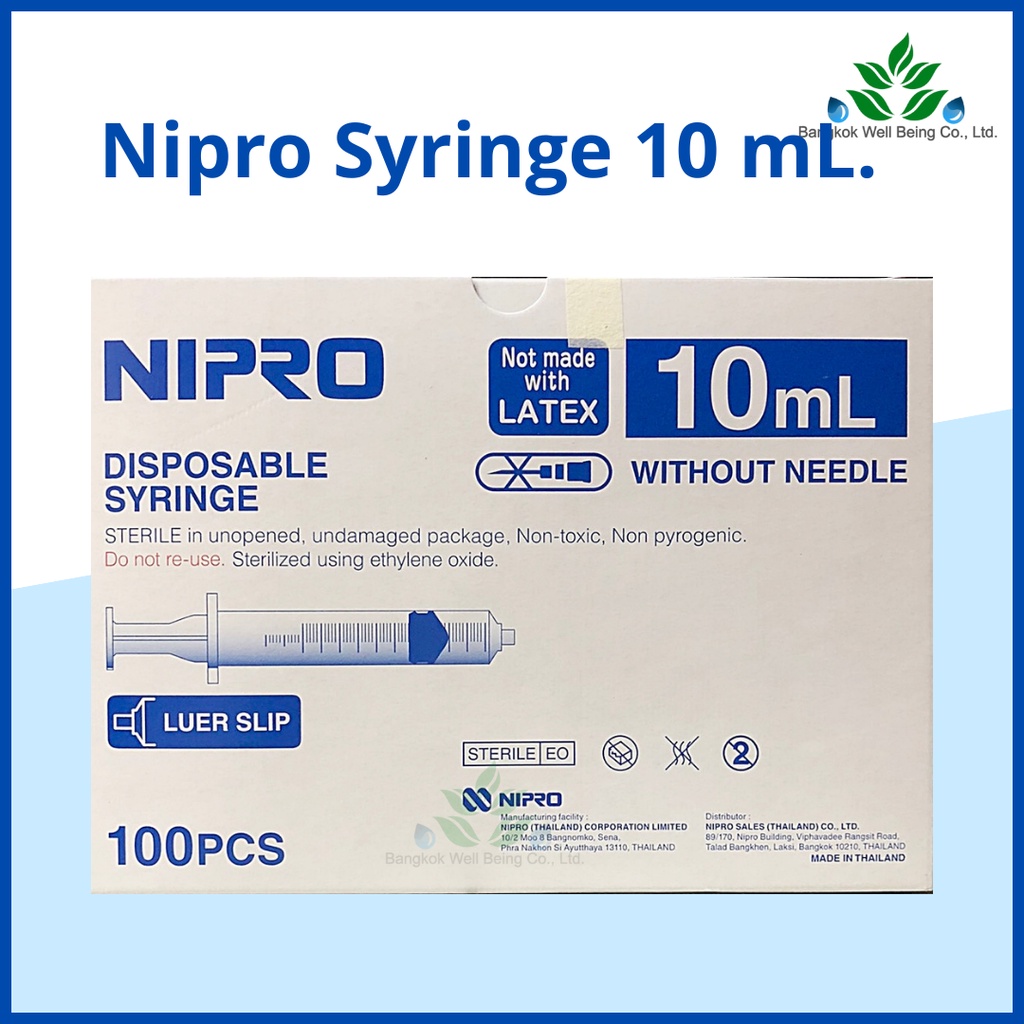 (ยกกล่อง 100ชิ้น) Nipro Syringe 10 ml. ไซริ้งป้อนยา ป้อนอาหาร ไซริงล้างจมูกไซริงค์ 10 ml กระบอก ...
