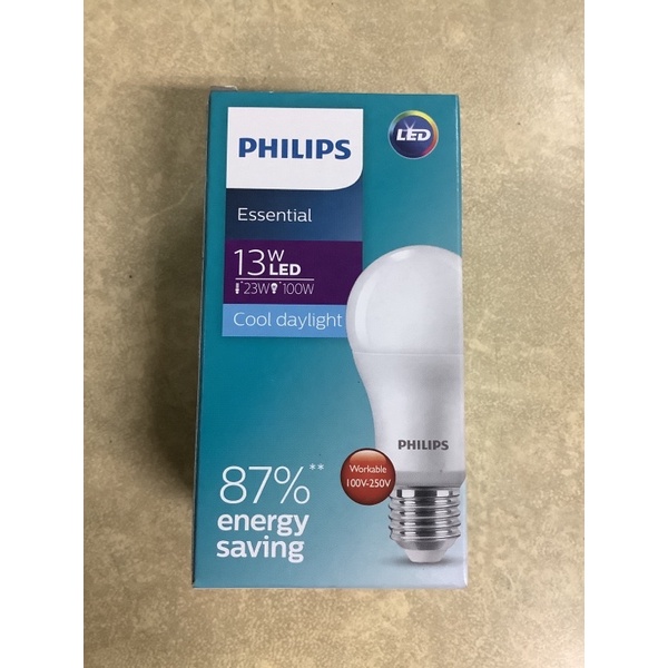 Philips หลอดไฟ ฟิลิปส์ LED Bulb รุ่น Essential 9W/13W Cool Daylight แสงขาว ขั้วเกลียว E27 ...