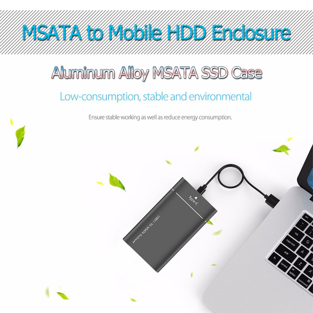 Msata To Usb3.0 Hdd อลูมิเนียม SSD Solid State Drive Enclosure Usb3.1 ...