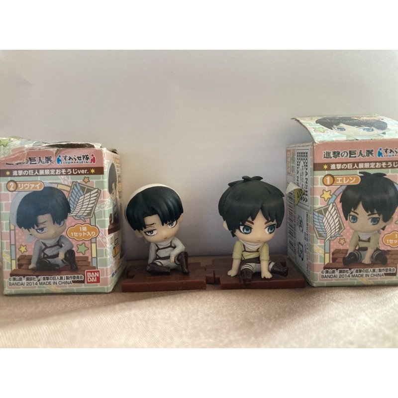 figure mini attack on titan eren and leviมือ2กล่องไม่สวย | Shopee Thailand