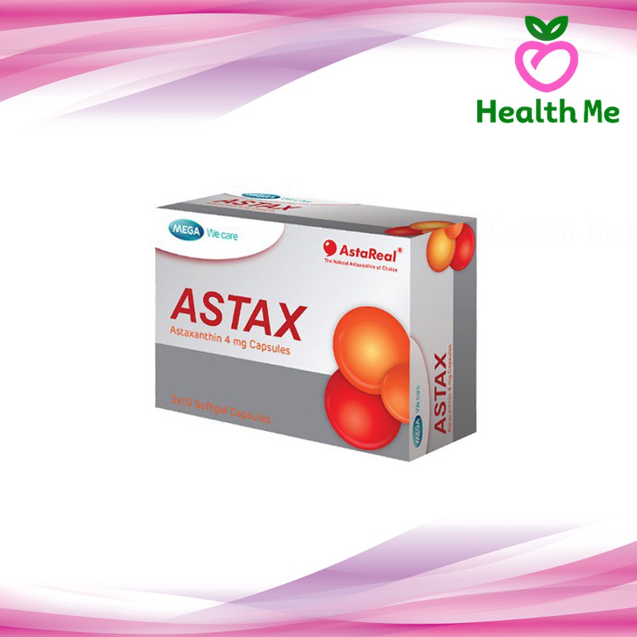 Mega Astax Astaxanthin 4mg. กล่อง 30 แคปซูล / แพ็ค 4 กล่อง เมก้า แอสแทก ...