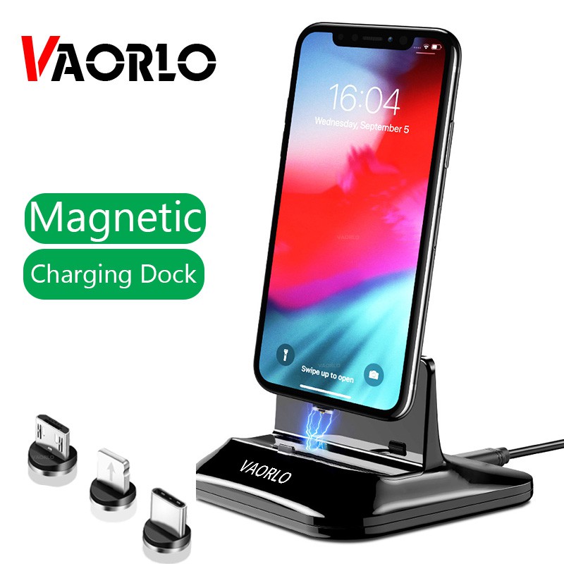 VAORLO ที่ชาร์จโทรศัพท์แบบแม่เหล็กแท่นชาร์จแท่นชาร์จแท่นชาร์จ Android Type-C Micro Stand Holder ...