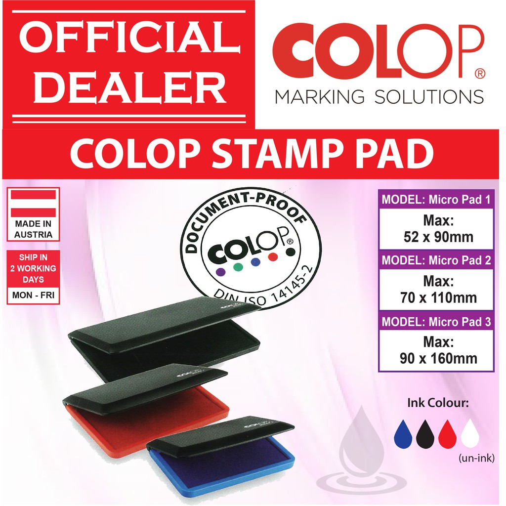 แผ่นแสตมป์ยาง COLOP Micro Stamp PAD Micro 1, 2 & 3 INK | Shopee Thailand