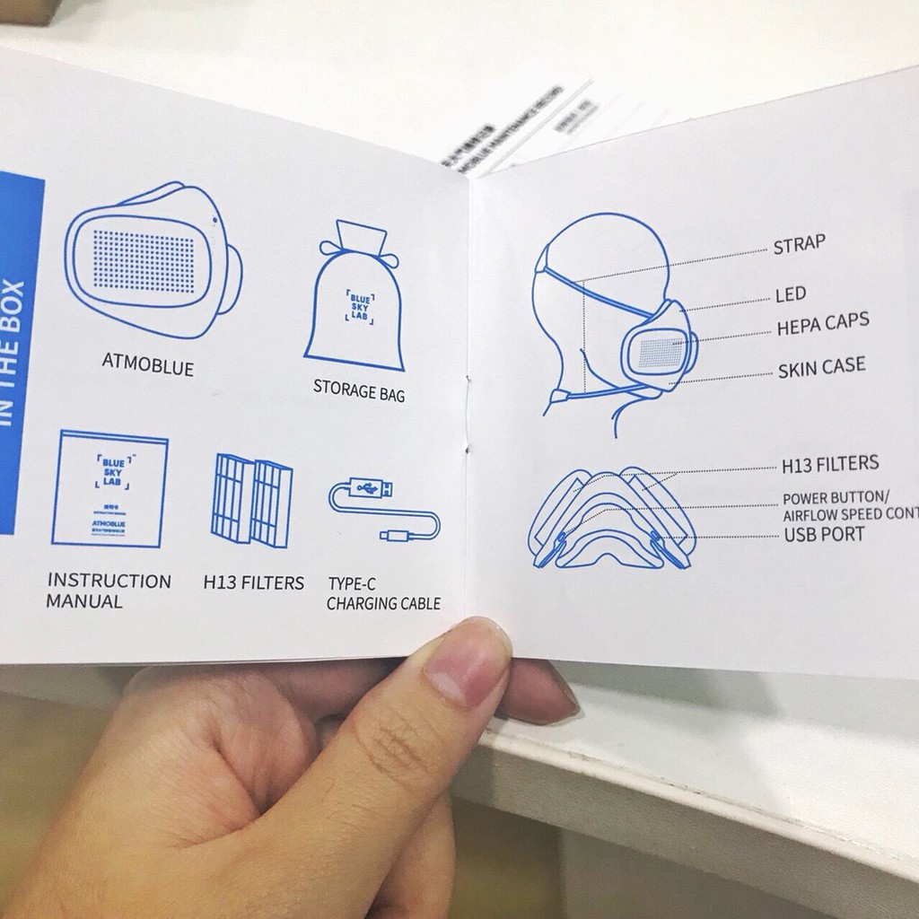 หน้ากาก ATMOBLUE Air Mask Purify ไส้กรอง HEPA ป้องกัน PM2.5 ใส่ ...