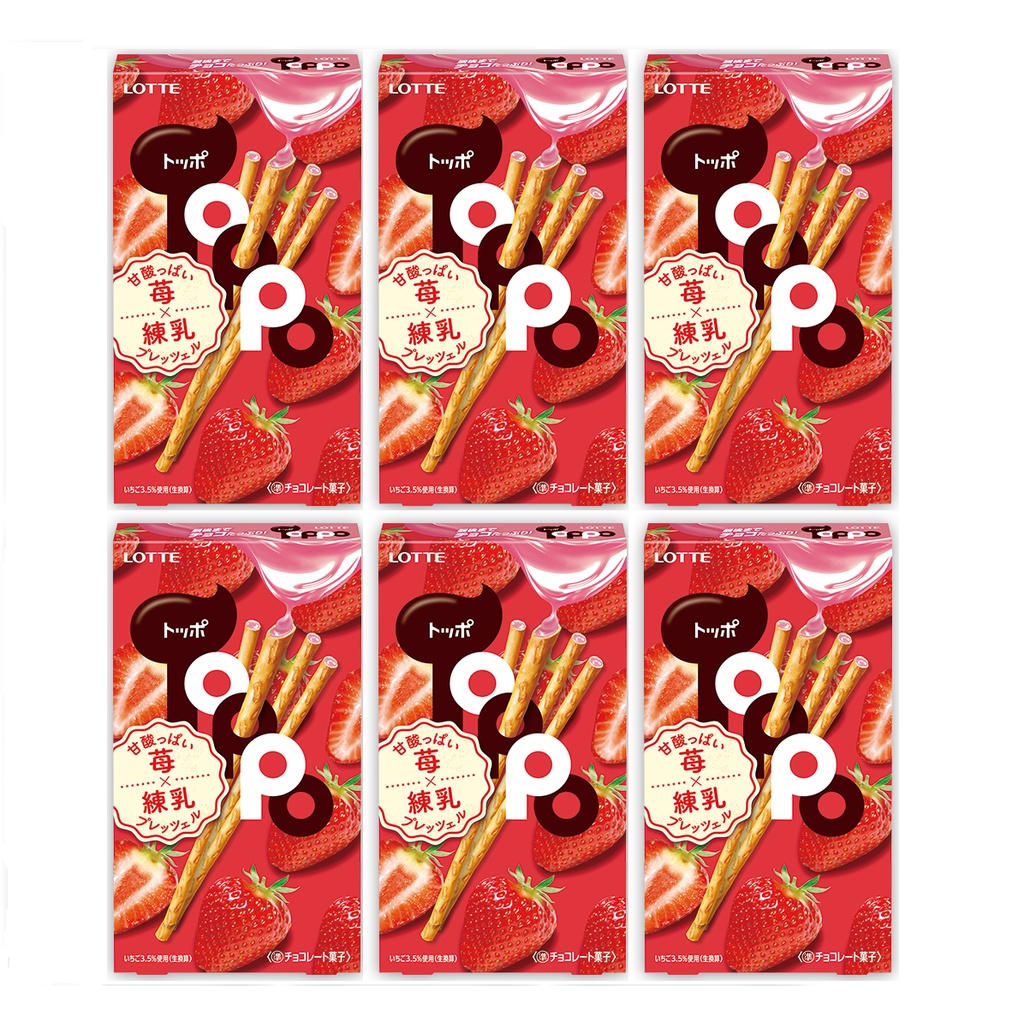Lotte Toppo strawberry flavoured sticks x6 packs DIRECT EXPORT FROM ...