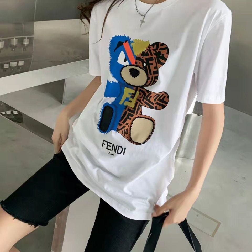 [S-5XL]* *Fendi Teddy BEAR เสื้อยืดแขนสั้น พิมพ์ลายกราฟฟิค โอเวอร์ไซซ์ ...