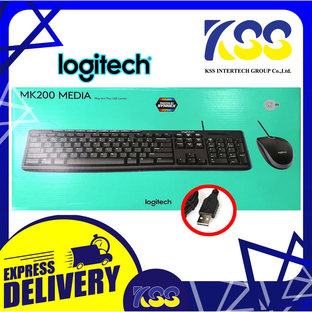 Logitech KEYBOARD & MOUSE USB ชุดคีย์บอร์ดและเมาส์ LOGITECH MK200 MEDIA ...