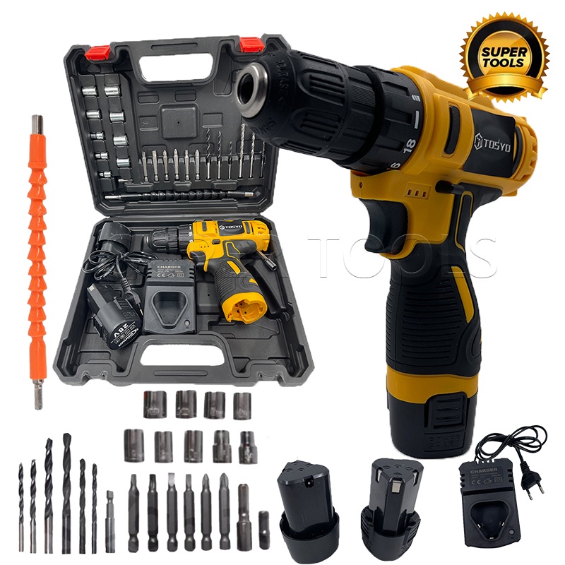 รายละเอียดสินค้า TOSYO สว่านไร้สาย สว่าน 28V 2 ระบบ ปรับสปีดได้ สำหรับเจาะไม้ เหล็ก ขันน็อตสกรู ...