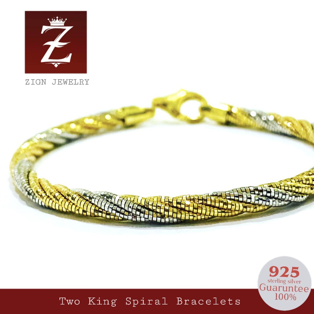 Zign Jewelry กำไลข้อมือ5เกลียว2Color เงินแท้(ITALY 925)ของแท้100%มีบัตรรับประกัน | Shopee Thailand