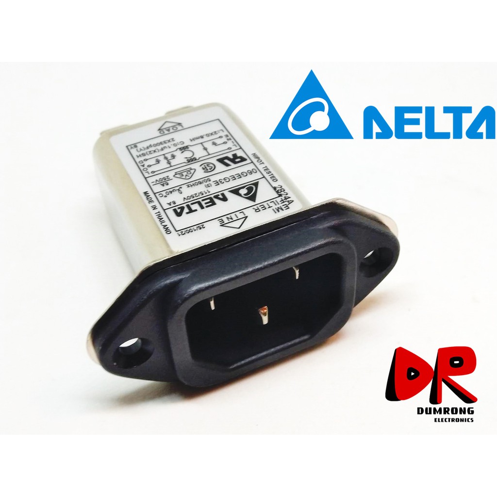 ปลั๊ก AC 3 ขา 250VAC 8A ยี่ห้อ DELTA กรองสัญญาณรบกวน EMI filter ...