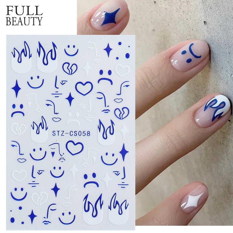 Klein Blueบทคัดย่อFaceเล็บDecals Cool Boyฮาโลวีนองค์ประกอบกาวSliders ...