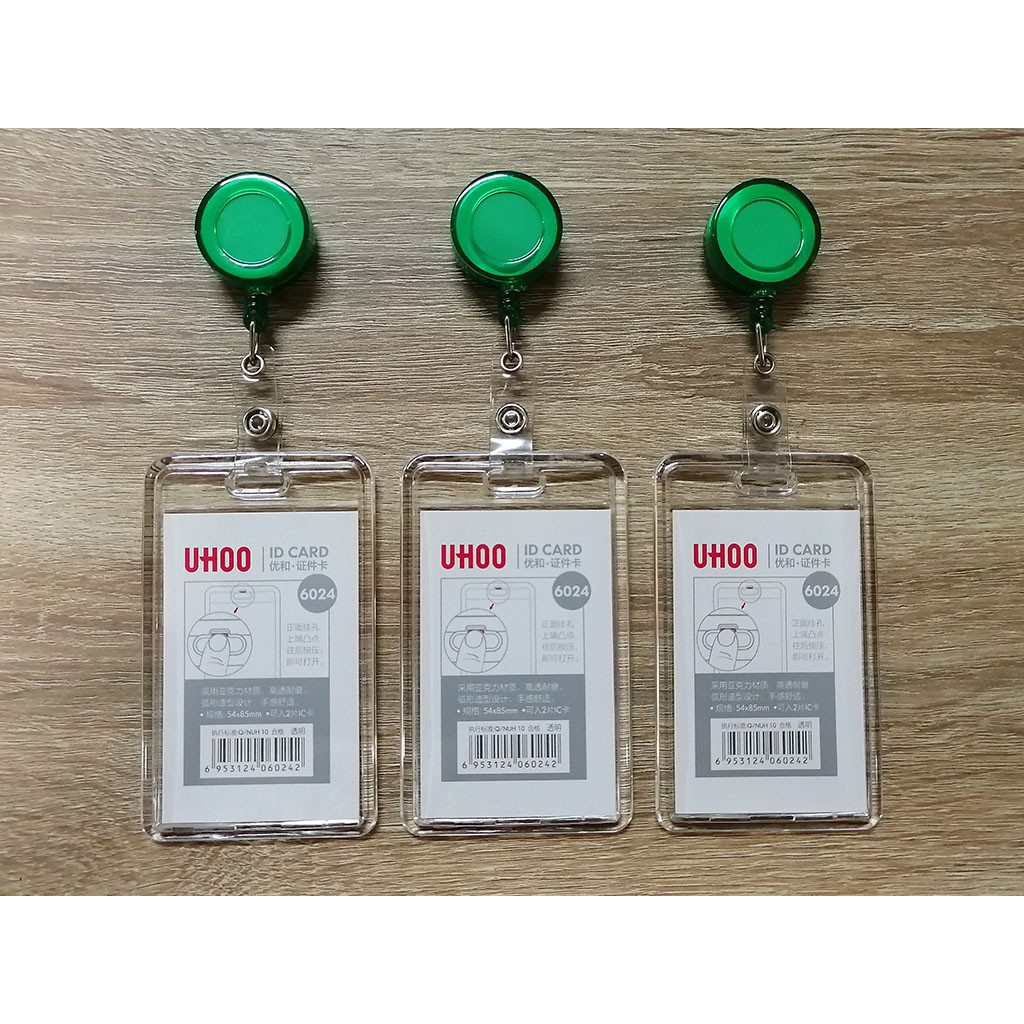 UHOO 6024 กรอบอะครีลิคใสใส่บัตร แนวตั้ง กันน้ำได้ กับโยโย่ ตลับคล้อง ...