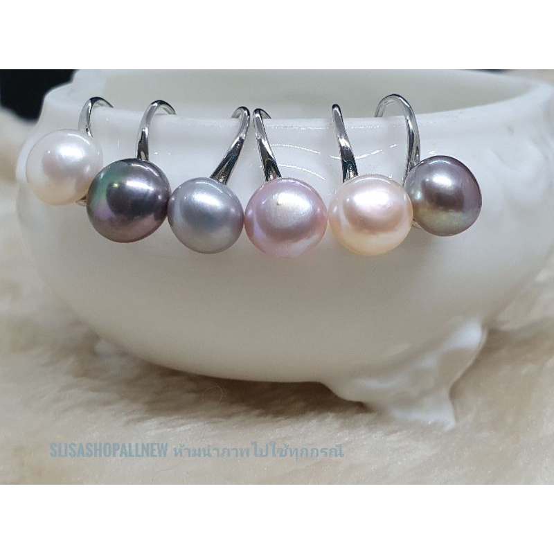 ต่างหูไข่มุกเเท้น้ำจืด100% เเบบเกี่ยวก้าน925 มีใบรับประกันมุกเเท้จาก ...