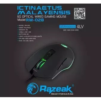 Razeak Gaming Mouse รุ่น RM-028 (เมาส์เกมมิ่งมีไฟรุ่น RM-028) | Shopee ...
